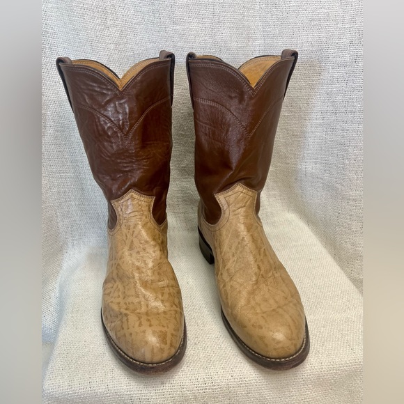 Justin Boots | Shoes | Justin Exotic Tan Brown Leather Cowboy Boots ...
